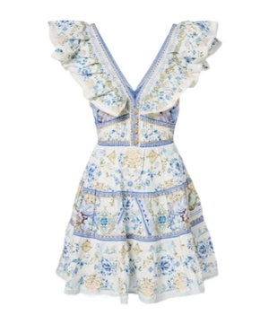 Camilla Embellished Floral Linen Minidress - No