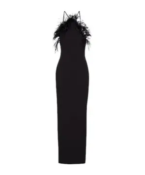 Attico Feather-trimmed Gown - Black