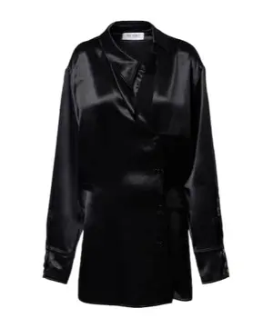 Attico Satin Shirt Dress - Black