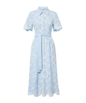 Simkhai Audria Embroidered Linen-blend Midi Dress - Blue