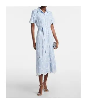 Simkhai Audria Embroidered Linen-blend Midi Dress