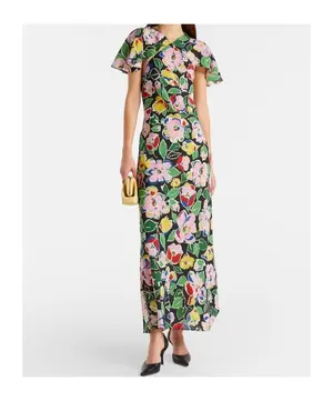 Rixo Jeannie Floral Silk Maxi Dress