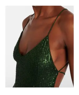 Norma Kamali Fara Sequined Bodysuit