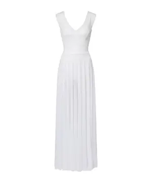 Norma Kamali Sequined Mesh Gown - White