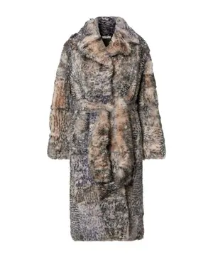 JACQUES WEI Shearling Wrap Coat - Gray