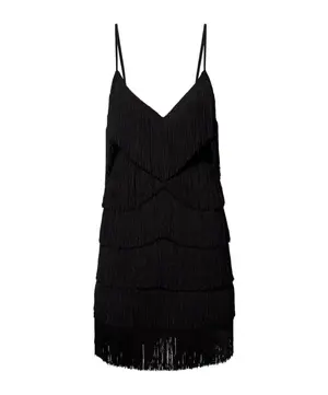 Norma Kamali Fringed Minidress - Black