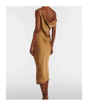 Norma Kamali Maria Crepe Satin Midi Dress