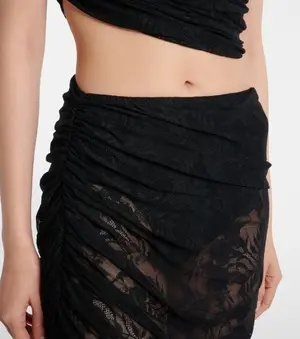 Norma Kamali Diana Asymmetric Lace Midi Skirt