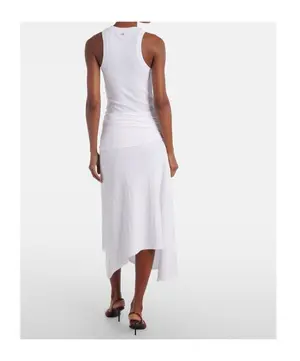 Victoria Beckham Gathered Cotton-blend Midi Skirt
