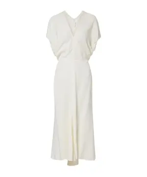 Victoria Beckham Edith Crêpe Satin Midi Dress - White