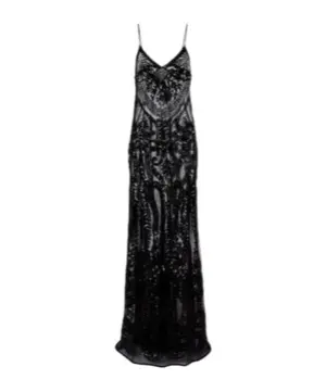 Norma Kamali Sequined Semi-sheer Gown - Black