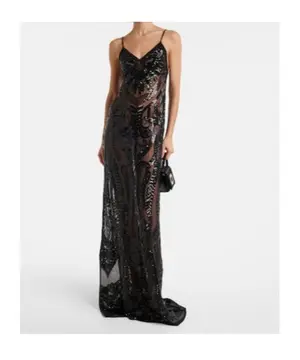 Norma Kamali Sequined Semi-sheer Gown