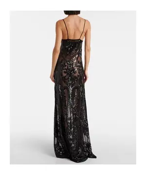 Norma Kamali Sequined Semi-sheer Gown