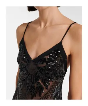 Norma Kamali Sequined Semi-sheer Gown