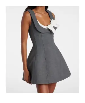 SHUSHU/TONG Bow-detail Twill Minidress