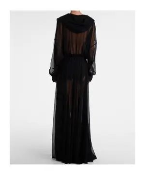 Norma Kamali Hooded Sheer Maxi Dress