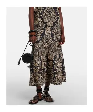 Ulla Johnson Clarisse Printed Cotton Poplin Midi Skirt