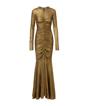 Norma Kamali Gathered Sequined Gown - Bark