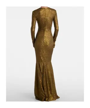 Norma Kamali Gathered Sequined Gown