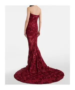 ROTATE BY BIRGER CHRISTENSEN Floral Appliqué Mesh Dress