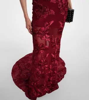 ROTATE BY BIRGER CHRISTENSEN Floral Appliqué Mesh Dress