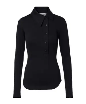 Attico Ribbed-knit Cotton Jersey Top - Black