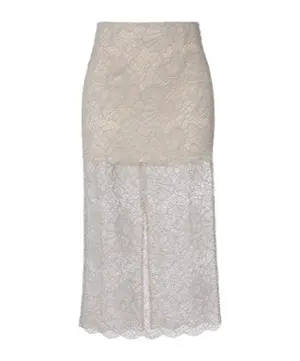 ROTATE BY BIRGER CHRISTENSEN Floral Lace Guipure Pencil Skirt - Gray