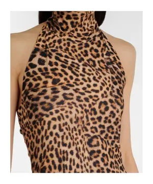 Norma Kamali Printed Turtleneck Jersey Gown