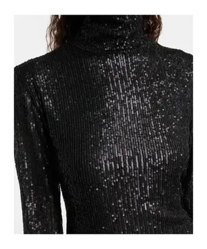 Norma Kamali Sequined Mesh Turtleneck Gown