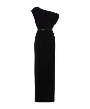 Norma Kamali Belted One-shoulder Maxi Dress - Black
