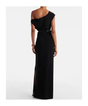 Norma Kamali Belted One-shoulder Maxi Dress