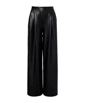 Norma Kamali Pleated High-rise Wide-leg Pants - Black