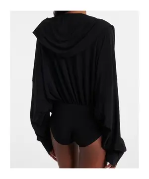 Norma Kamali Draped Hooded Bodysuit