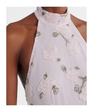 ROTATE BY BIRGER CHRISTENSEN Floral Embroidered Halterneck Dress