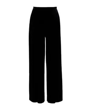 Norma Kamali Pleated High-rise Velvet Wide-leg Pants - Black