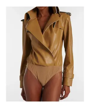 Norma Kamali Double-breasted Pu Bodysuit