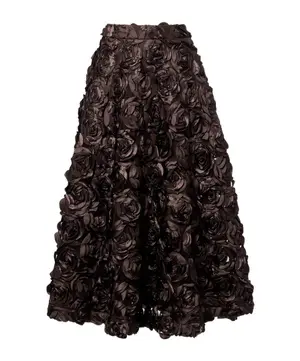 ROTATE BY BIRGER CHRISTENSEN Floral-appliqué Mesh Midi Skirt