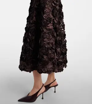 ROTATE BY BIRGER CHRISTENSEN Floral-appliqué Mesh Midi Skirt