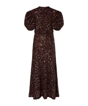 ROTATE BY BIRGER CHRISTENSEN Sequined Puff Sleeve Dress