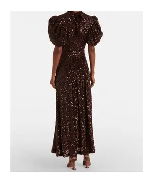 ROTATE BY BIRGER CHRISTENSEN Sequined Puff Sleeve Dress