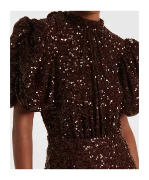 ROTATE BY BIRGER CHRISTENSEN Sequined Puff Sleeve Dress