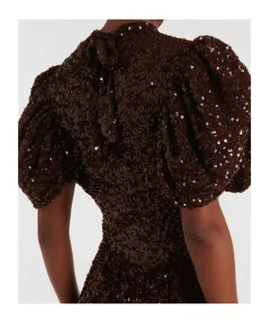 ROTATE BY BIRGER CHRISTENSEN Sequined Puff Sleeve Dress