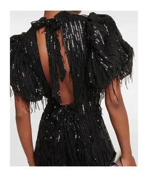 ROTATE BY BIRGER CHRISTENSEN Sequined Tassel Dress