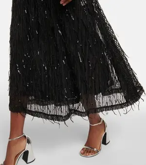 ROTATE BY BIRGER CHRISTENSEN Sequined Tassel Dress