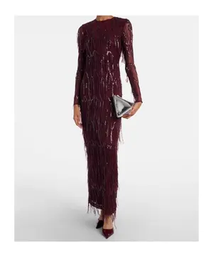 ROTATE BY BIRGER CHRISTENSEN Fringed Sequined Dress