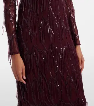 ROTATE BY BIRGER CHRISTENSEN Fringed Sequined Dress