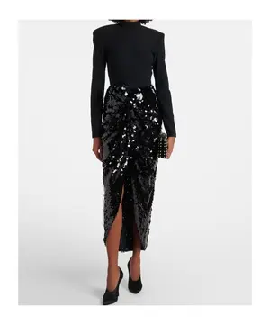 ROTATE BY BIRGER CHRISTENSEN Gathered Sequined Maxi Dress