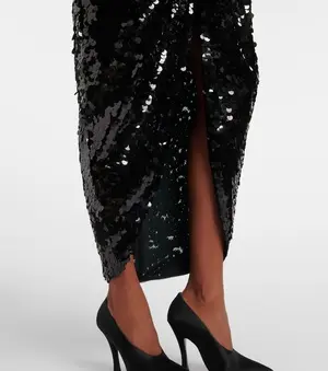 ROTATE BY BIRGER CHRISTENSEN Gathered Sequined Maxi Dress