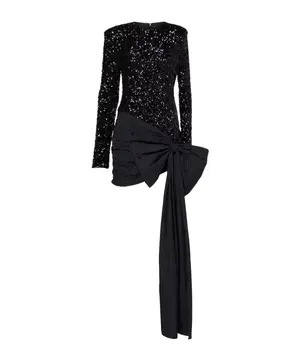ROTATE BY BIRGER CHRISTENSEN Bow Sequin Dress - Black