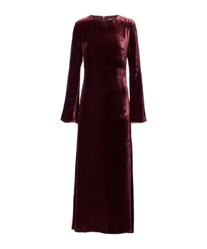 ROTATE BY BIRGER CHRISTENSEN Round Neck Long Sleeve Dress - Brown